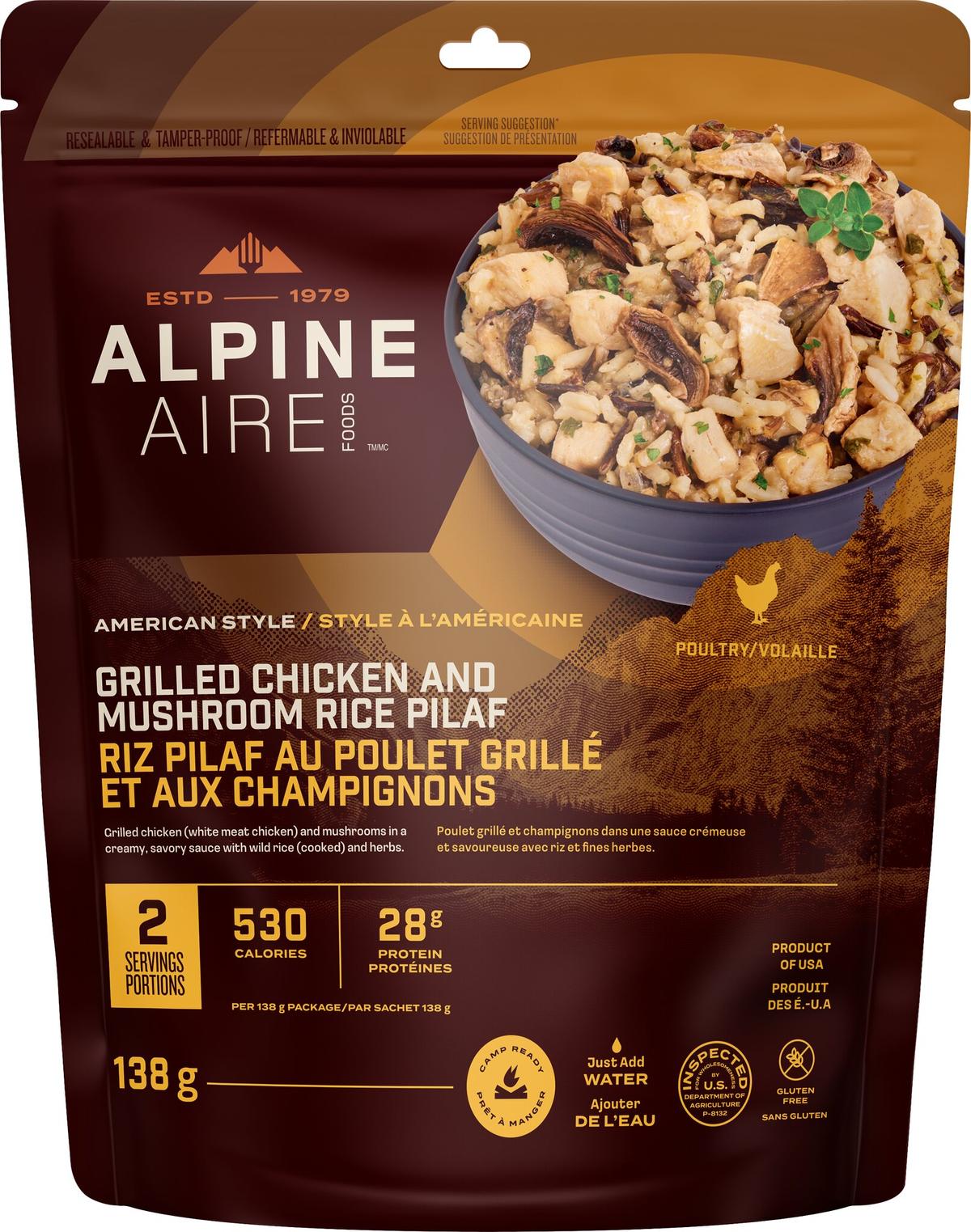 AlpineAire Foods Riz pilaf au poulet grillé et aux champignons ...